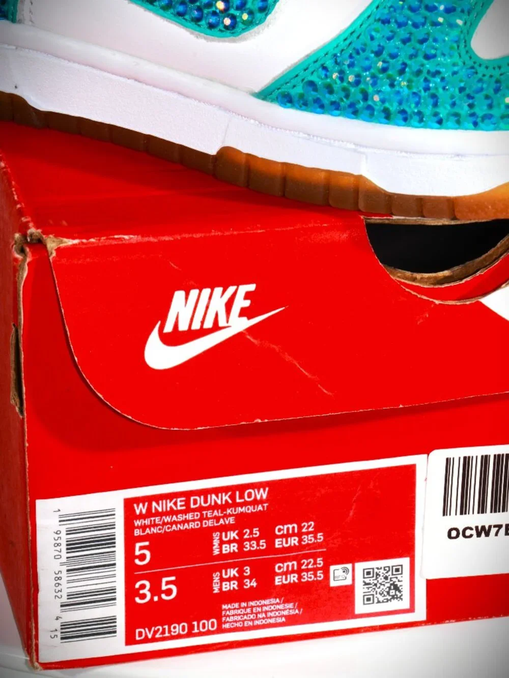 Nike | Shoes | Teal Bedazzled Nike Dunks | Poshmark